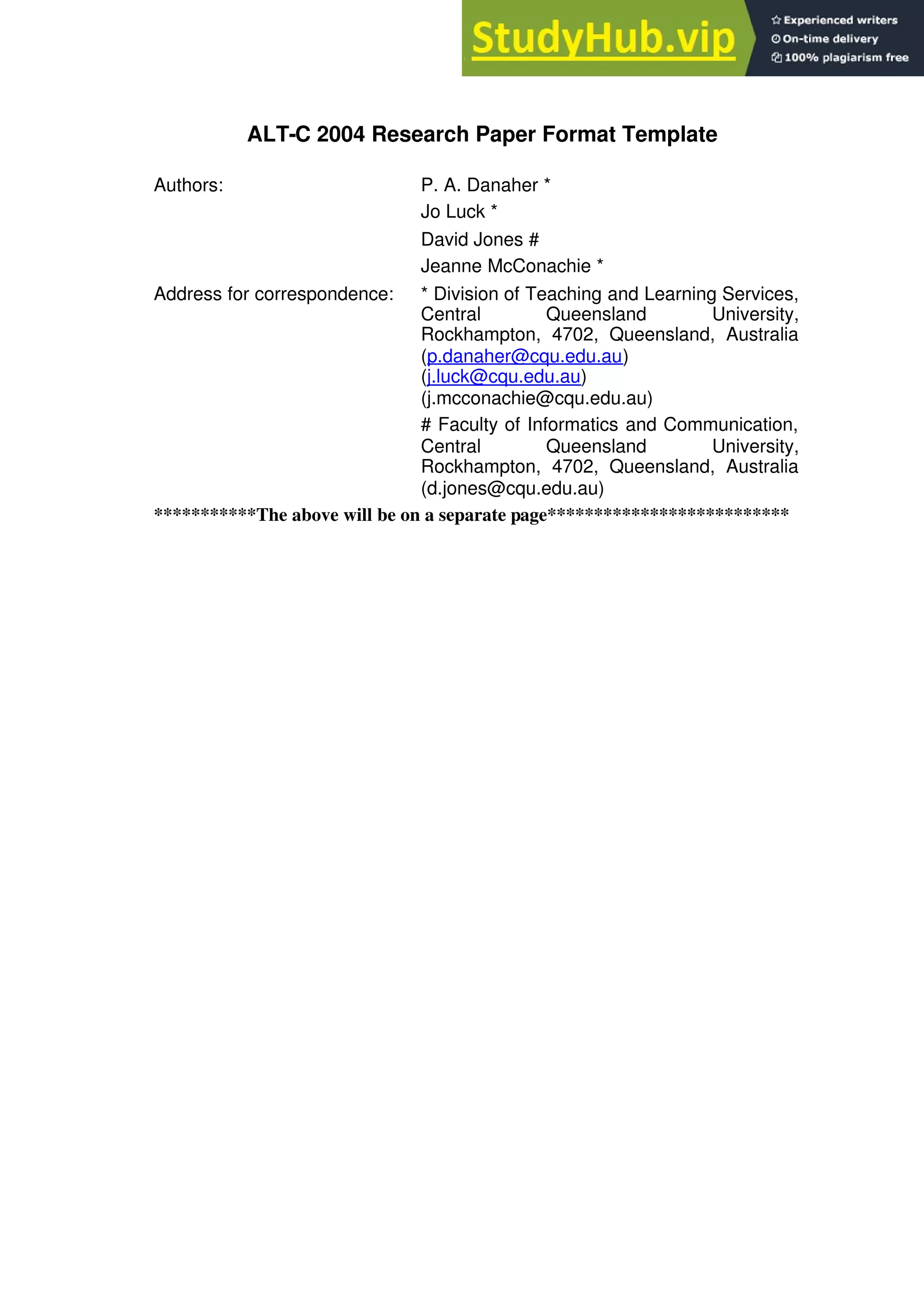 ALT-C 2004 Research Paper Format Template | PDF | Undergraduate ...