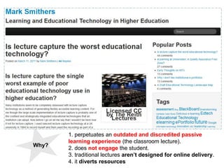 How to augment and repurpose lecture capture videos | PPTX | Web Conferencing | Computer ...