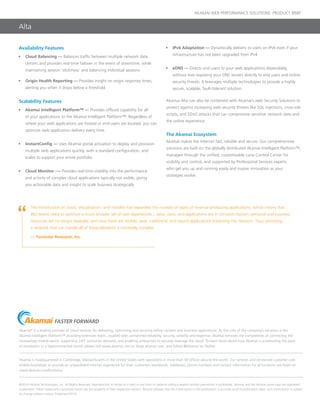 Alta Product Brief - Cloud-based application delivery platform for web applications hosted ...