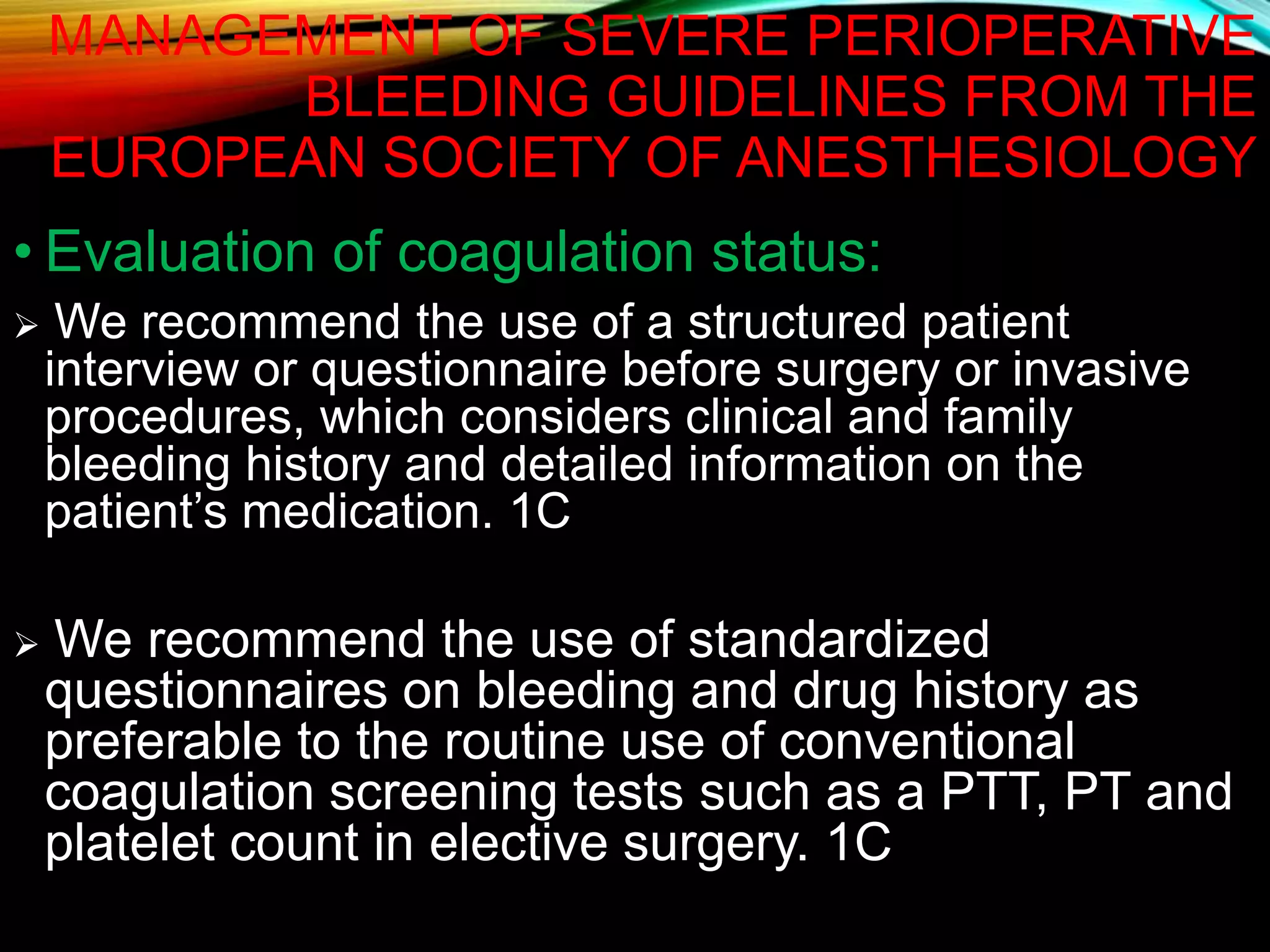 Perioperative bleeding and Hemostasis | PPTX