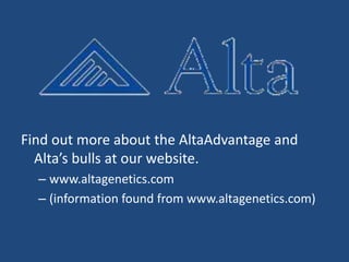 Alta Genetics Sire Selection | PPTX