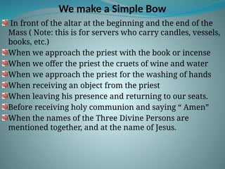 Procedures in Serving (Formation Rites of Altar Server) | PPTX