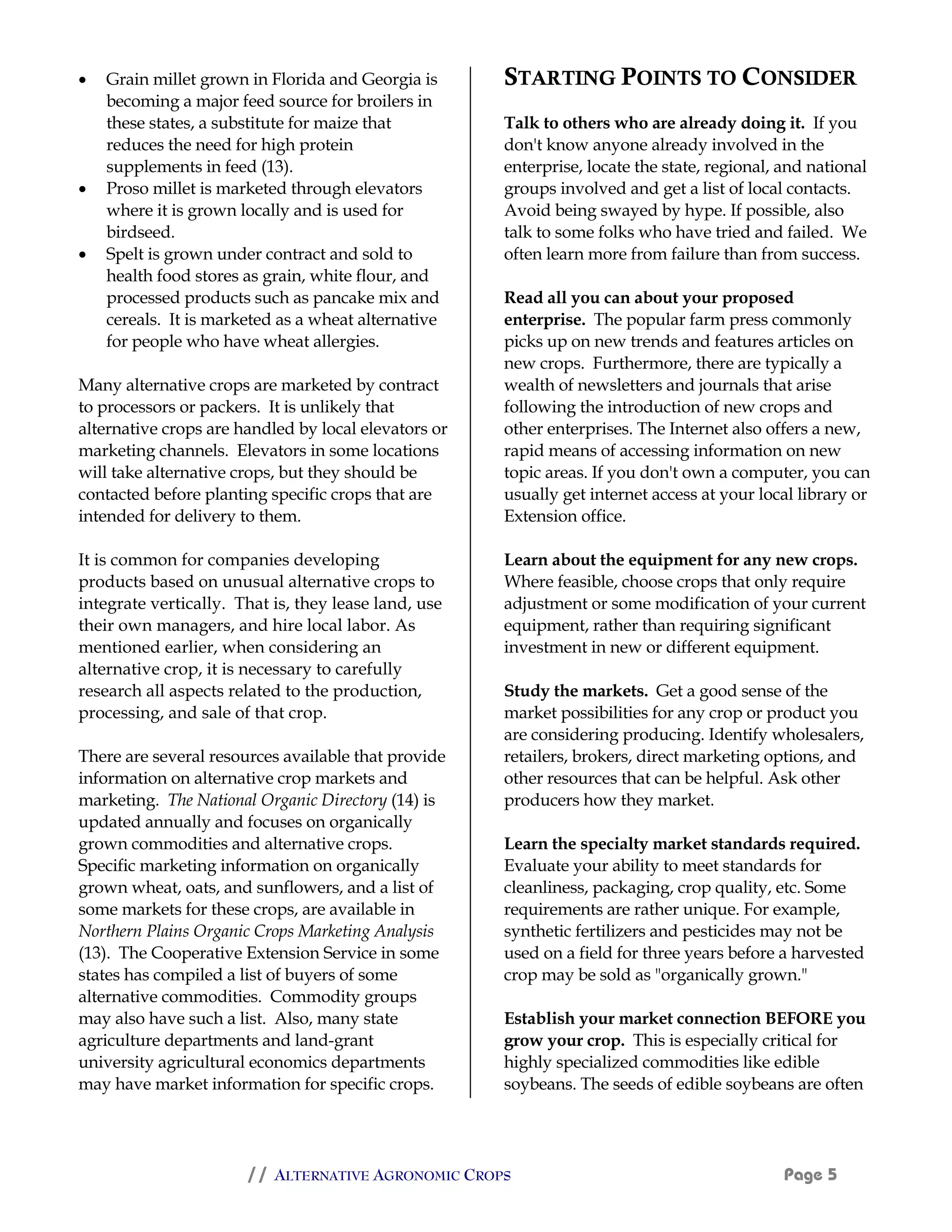 Alternative Agronomic Crops | PDF