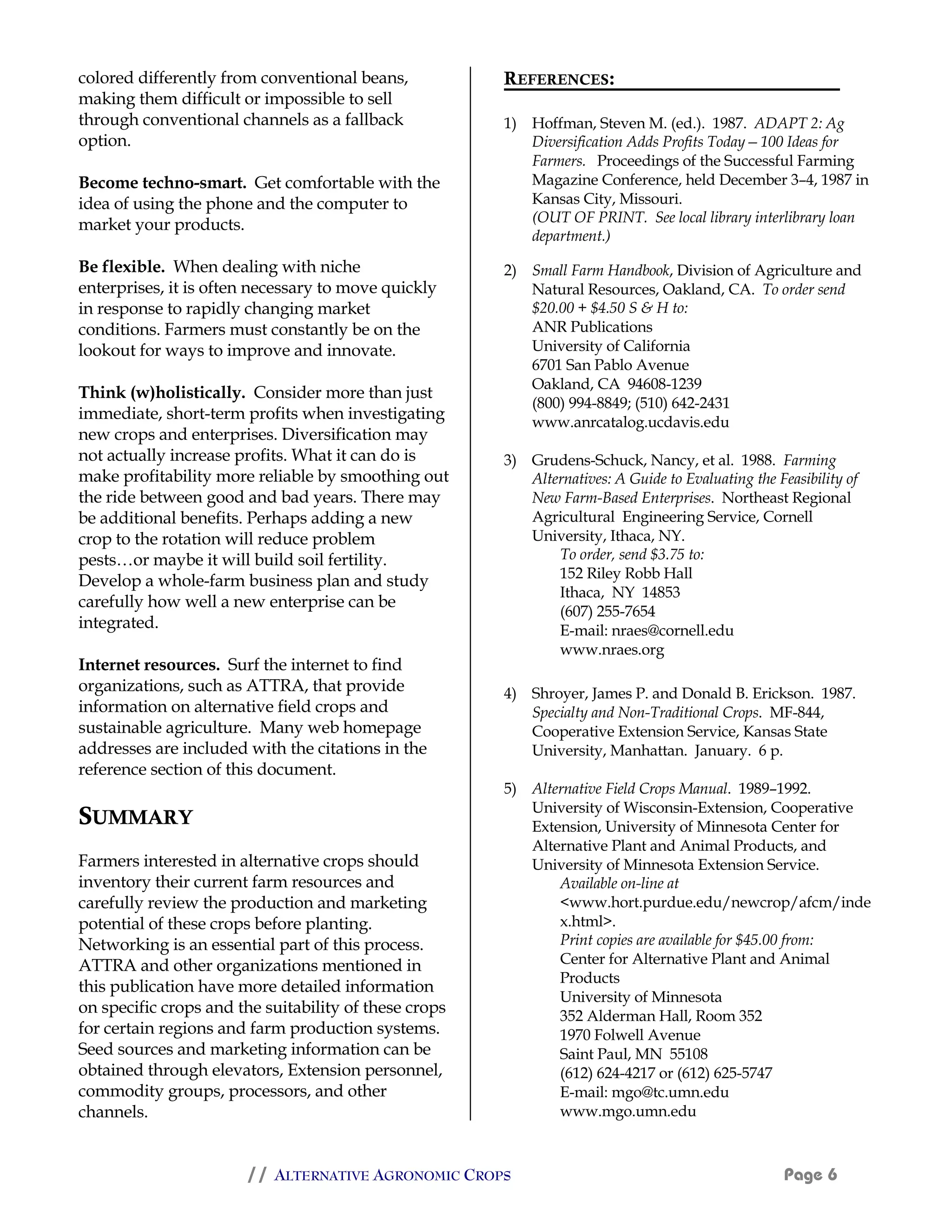 Alternative Agronomic Crops | PDF