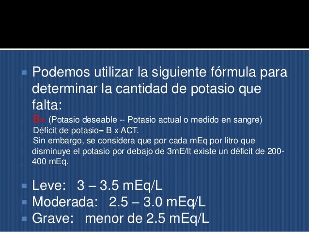 Alteraciones del potasio serico K