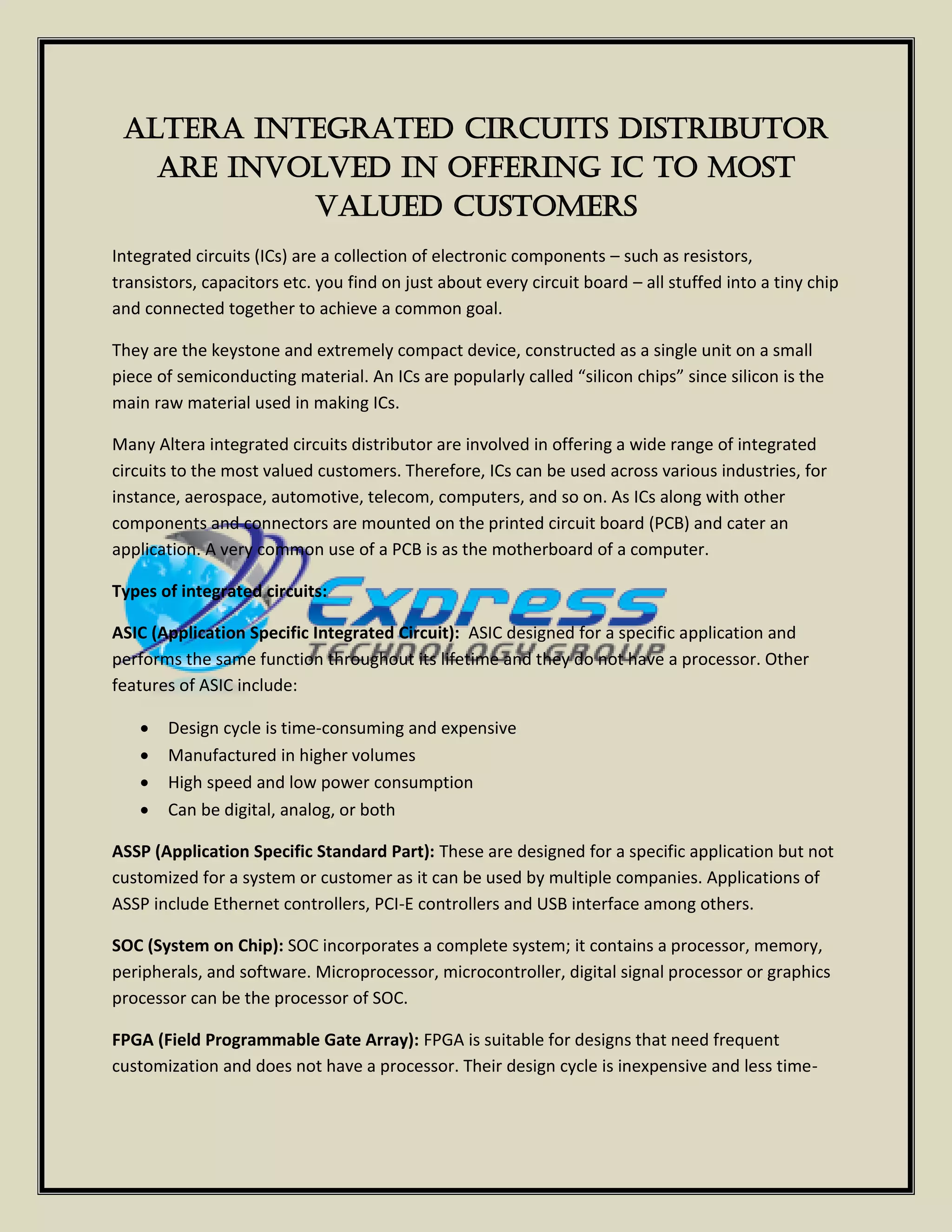 Altera integrated circuits distributor | PDF