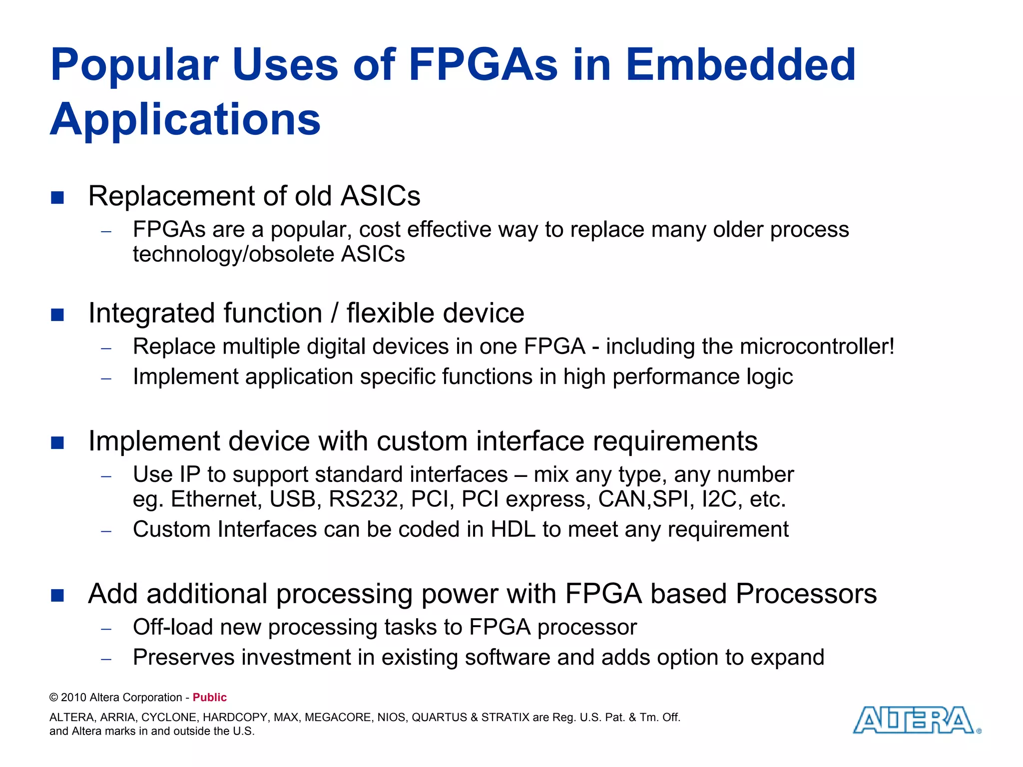 Benefits of Using FPGAs for Embedded Processing: Embedded World 2010 | PPT