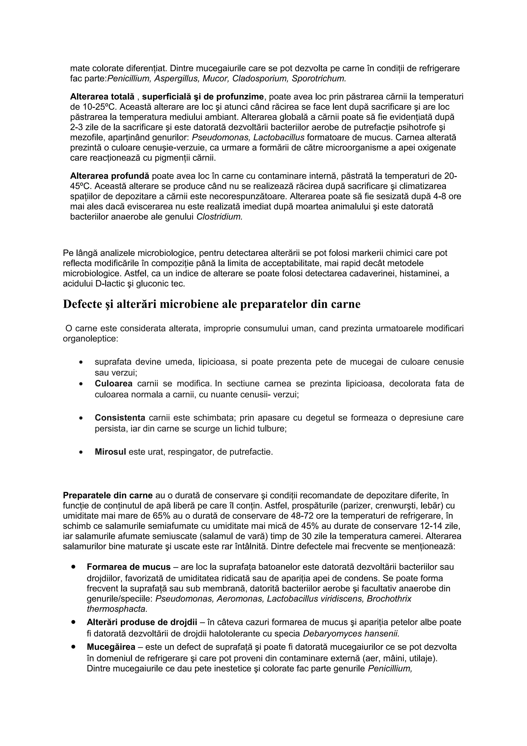 Alterarea carnii | DOC