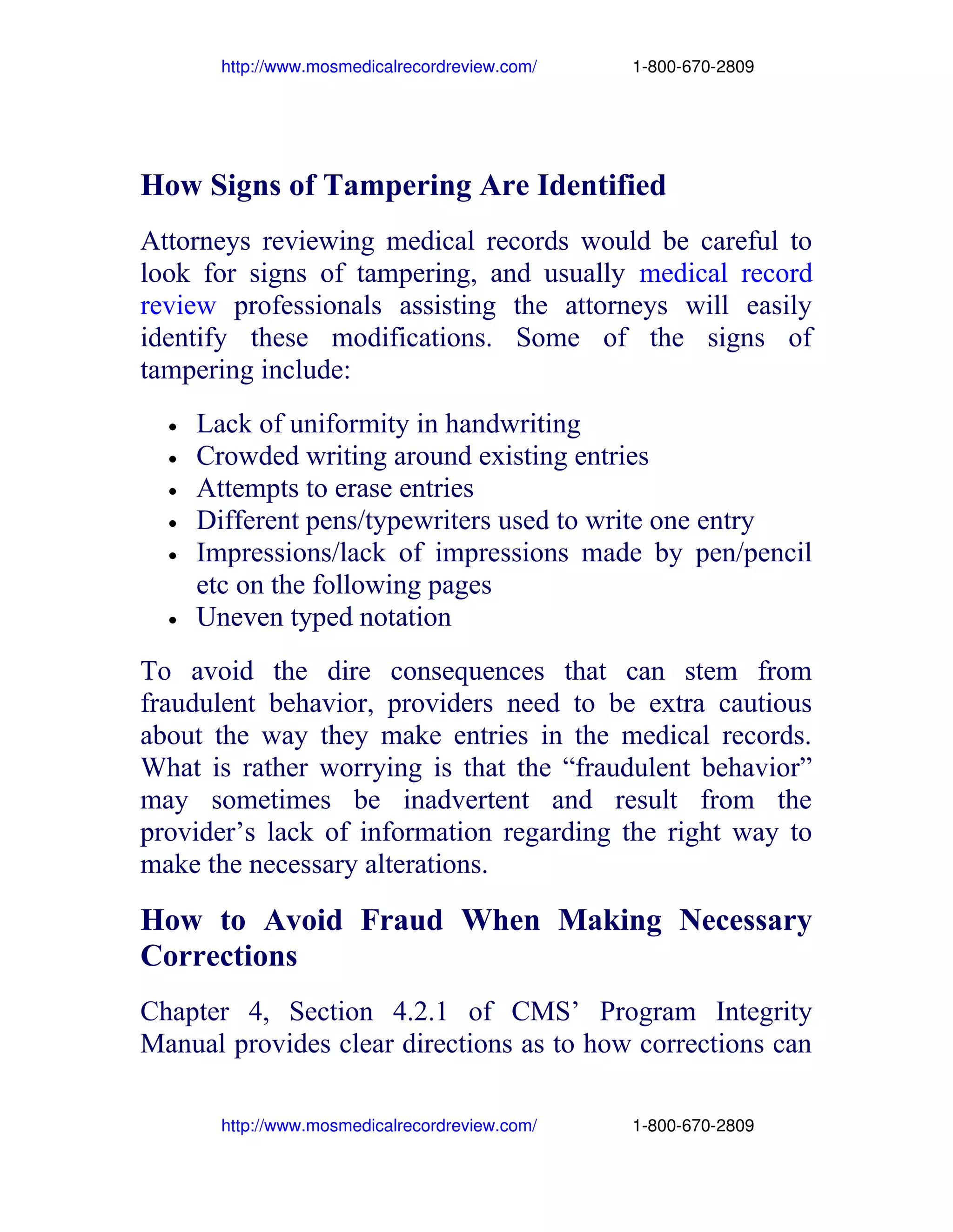 Altering medical record entries fraudulent behavior and how to avoid it ...