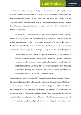 Alterity And Tragic Sensation In Shakespeare And Fitzgerald From ...