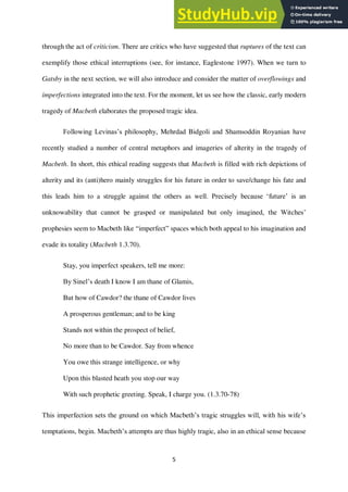 Alterity And Tragic Sensation In Shakespeare And Fitzgerald From ...