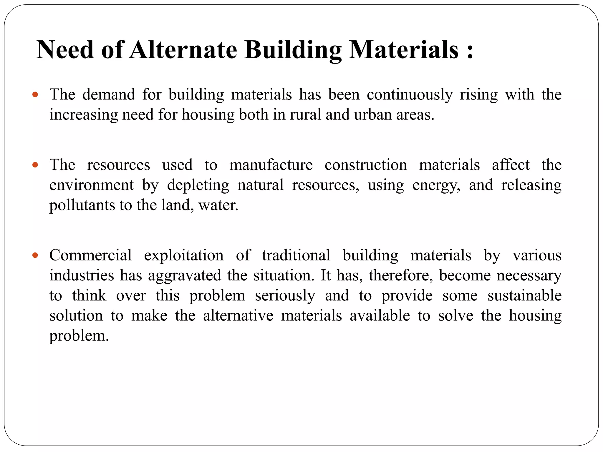 Alternate building materials | PPTX