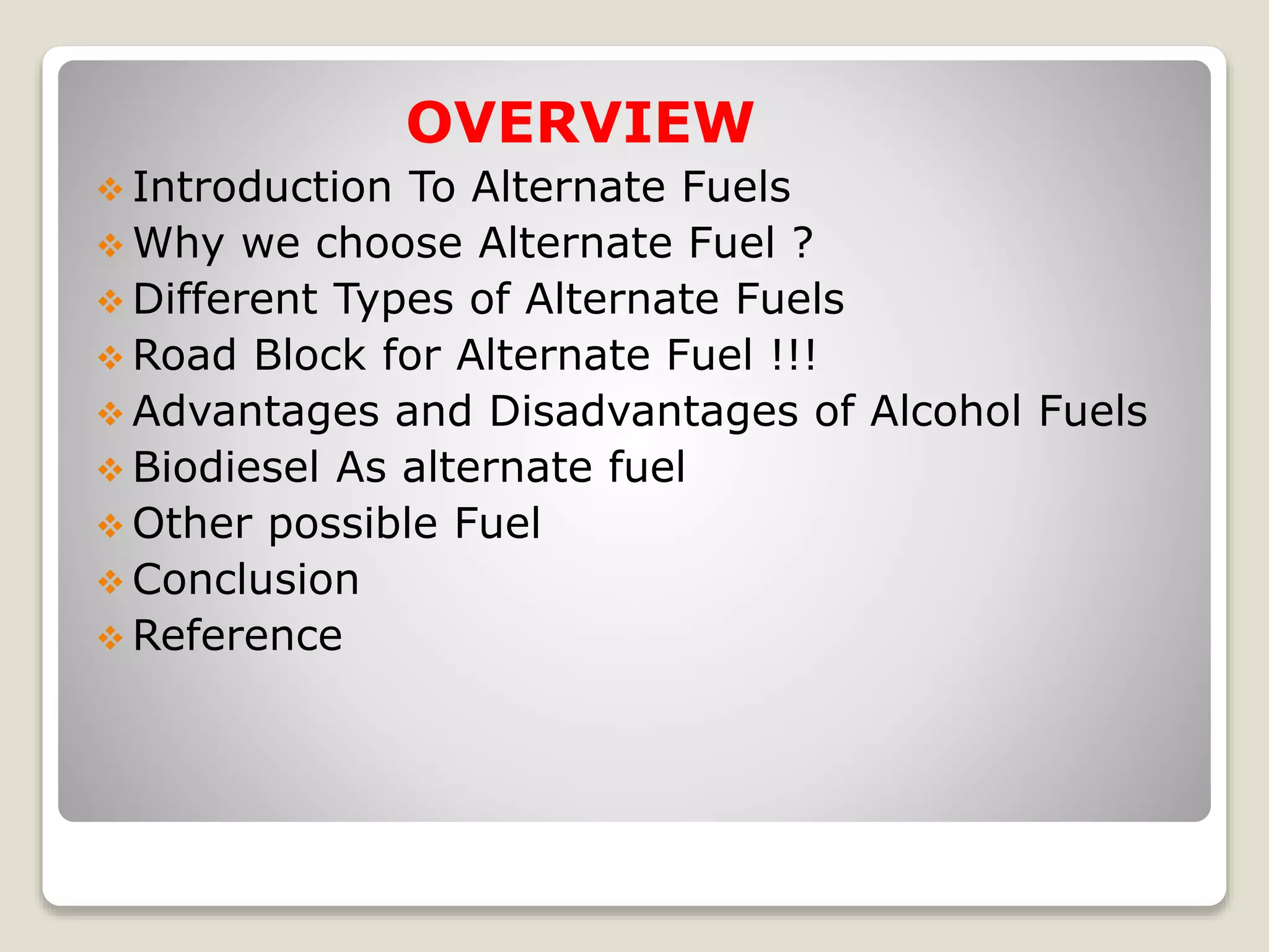 Alternate fuels ppt | PPTX