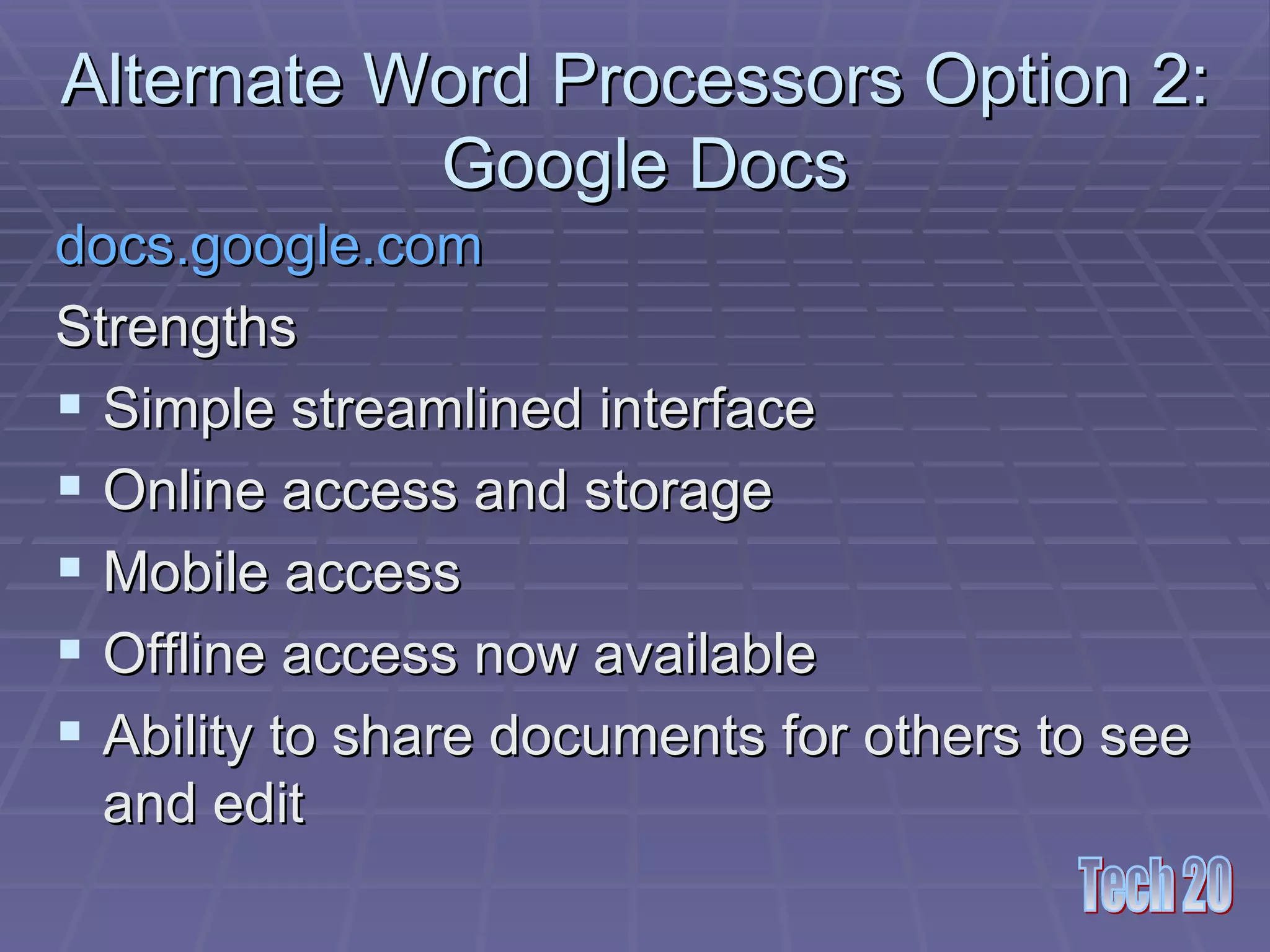 Alternative Word Processors | PPT