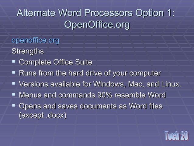 Alternative Word Processors | PPT