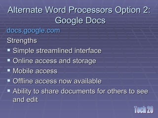 Alternative Word Processors | PPT