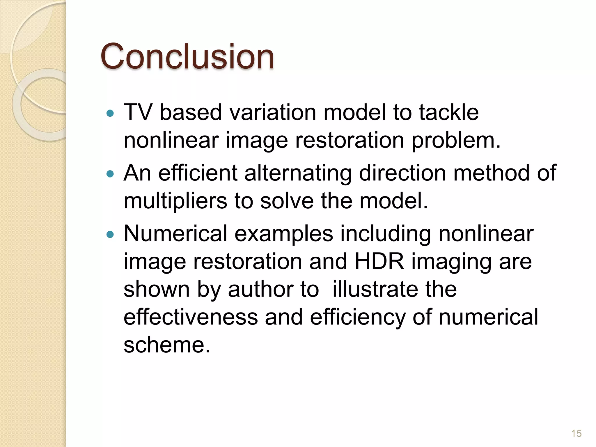 Alternating direction-method-for-image-restoration | PPT