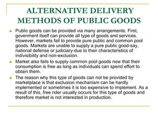 Alternative Delivery Methods Of Public Goods | PPT