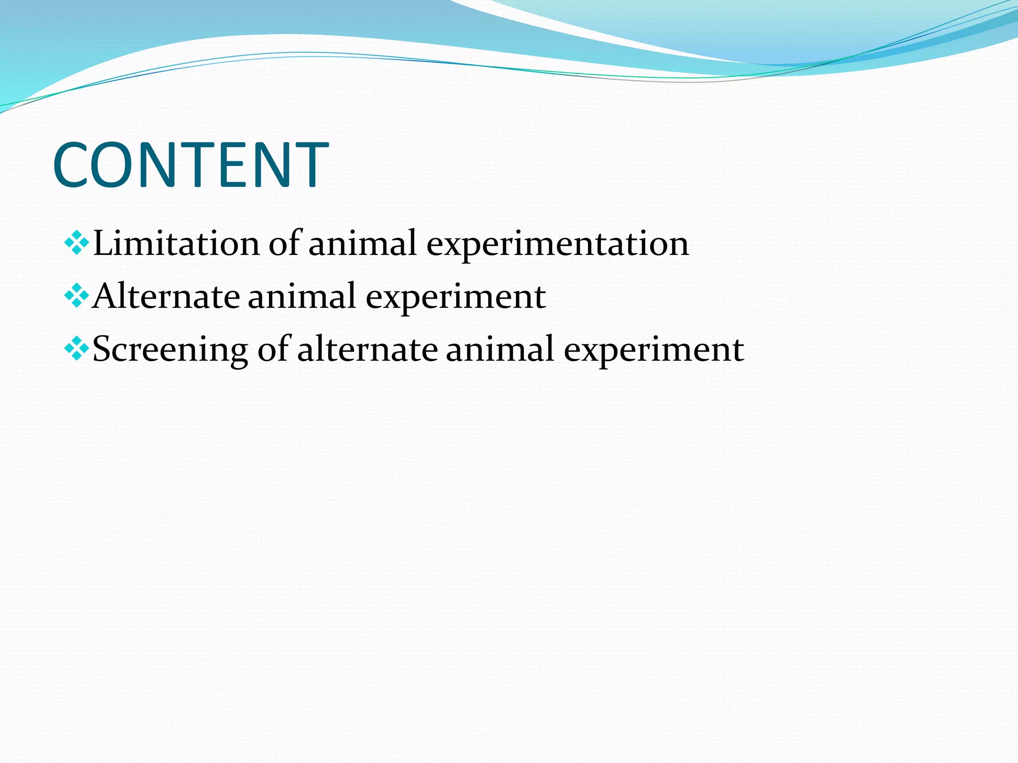 Alternative animal experimentation technique | PPTX