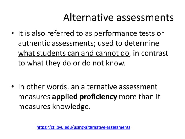 Alternative Assessment (Module 1).pptx | Educational Assessment | Education