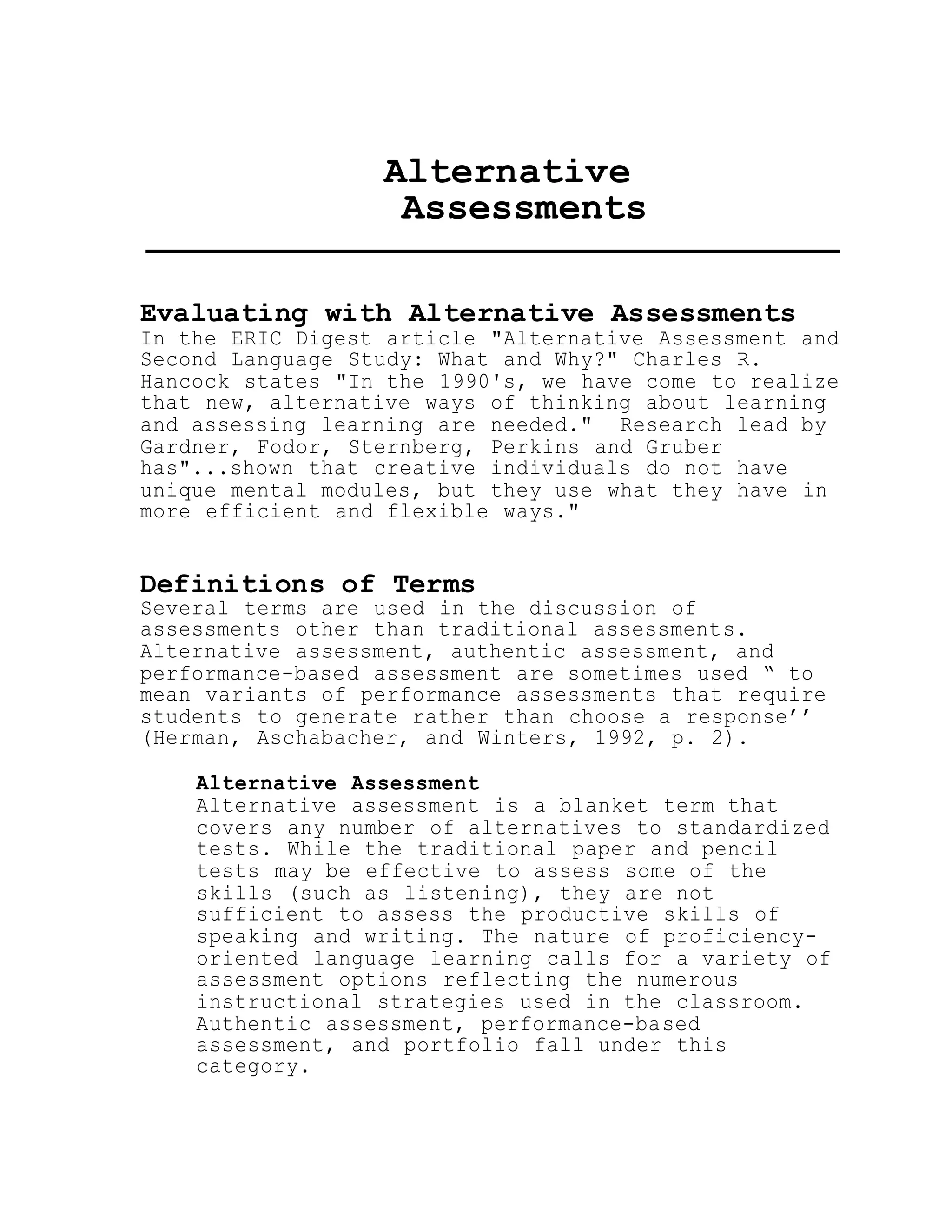 Alternative means of assessments and evaluations in inclusive ...