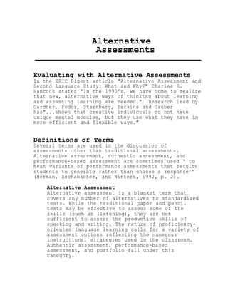 Alternative means of assessments and evaluations in inclusive classrooms | DOCX