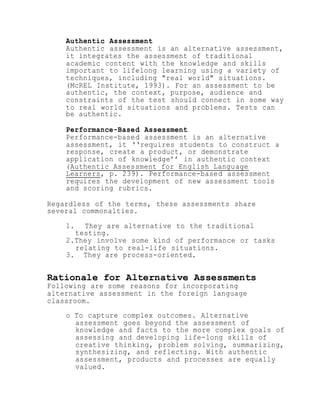 Alternative means of assessments and evaluations in inclusive classrooms | PDF