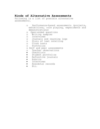 Alternative means of assessments and evaluations in inclusive ...