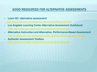 Alternative assessments in middle school mathematics | PPTX