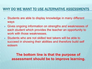 Alternative assessments in middle school mathematics | PPTX