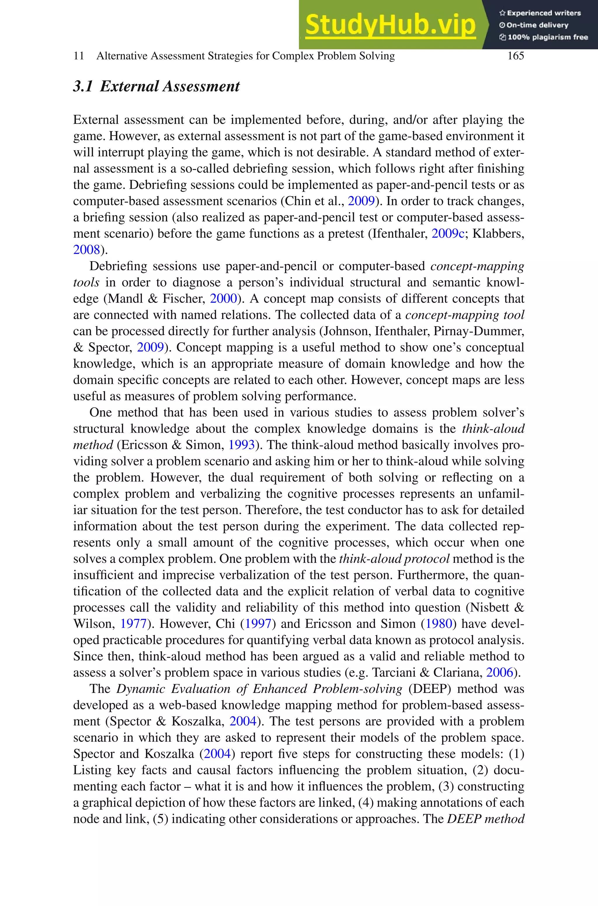 Alternative Assessment Strategies For Complex Problem Solving In Game-Based Learning ...