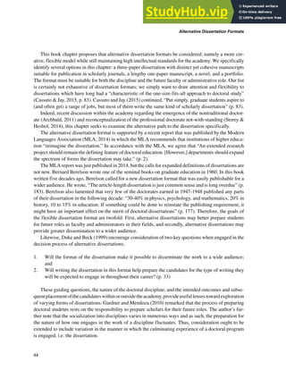Alternative Dissertation Formats Preparing Scholars For The Academy And Beyond | PDF