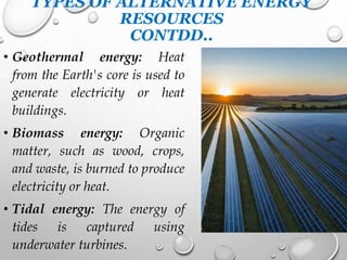 alternative forms of energy and its applications | PPT