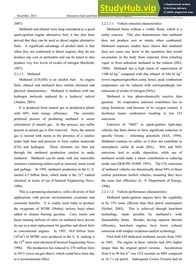 Alternative Fuels And Their Potentials For Tractor Engines | PDF ...