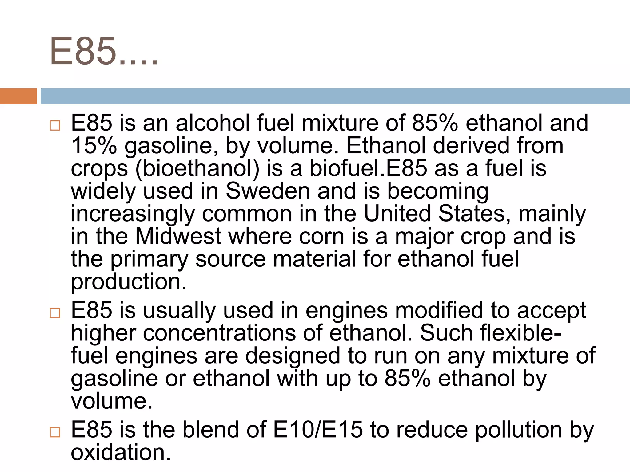 Alcohol (ethanol) as Alternative fuel for ic engine | PPTX