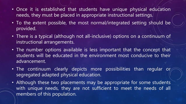 Alternative instructional placements in physical education | PPT