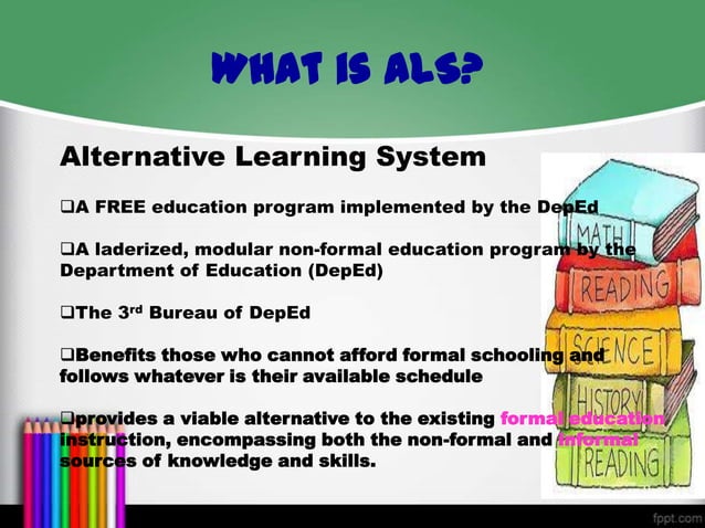 Alternative learning system (ALS) | PPTX | Special Education | Education