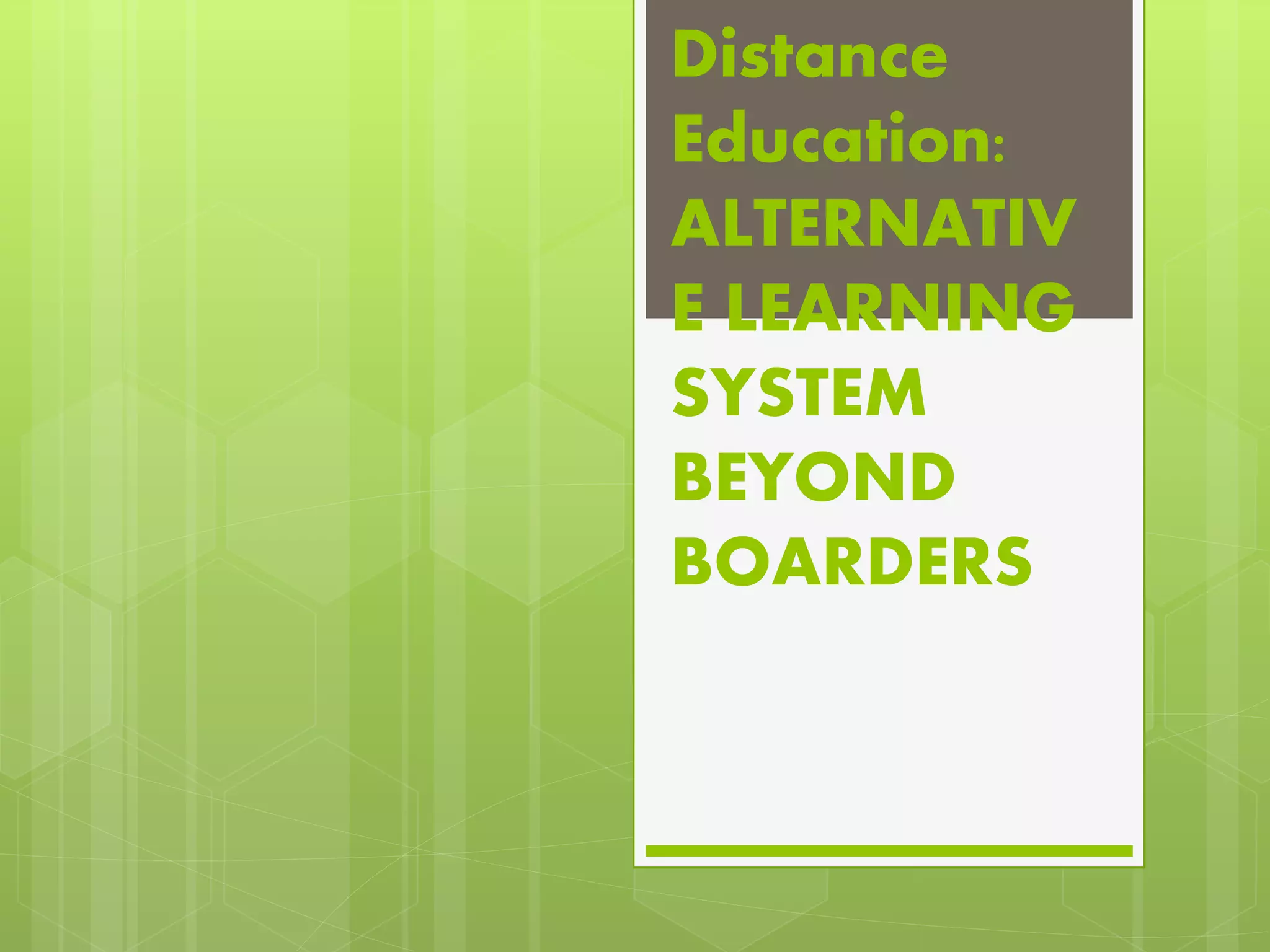 Alternative learning system | PPT