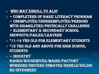 Alternative learning system program | PPTX