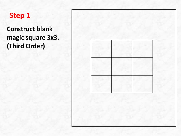 Alternative Method Constructing Magic Square 3x3 ( Third Order ) | PPT