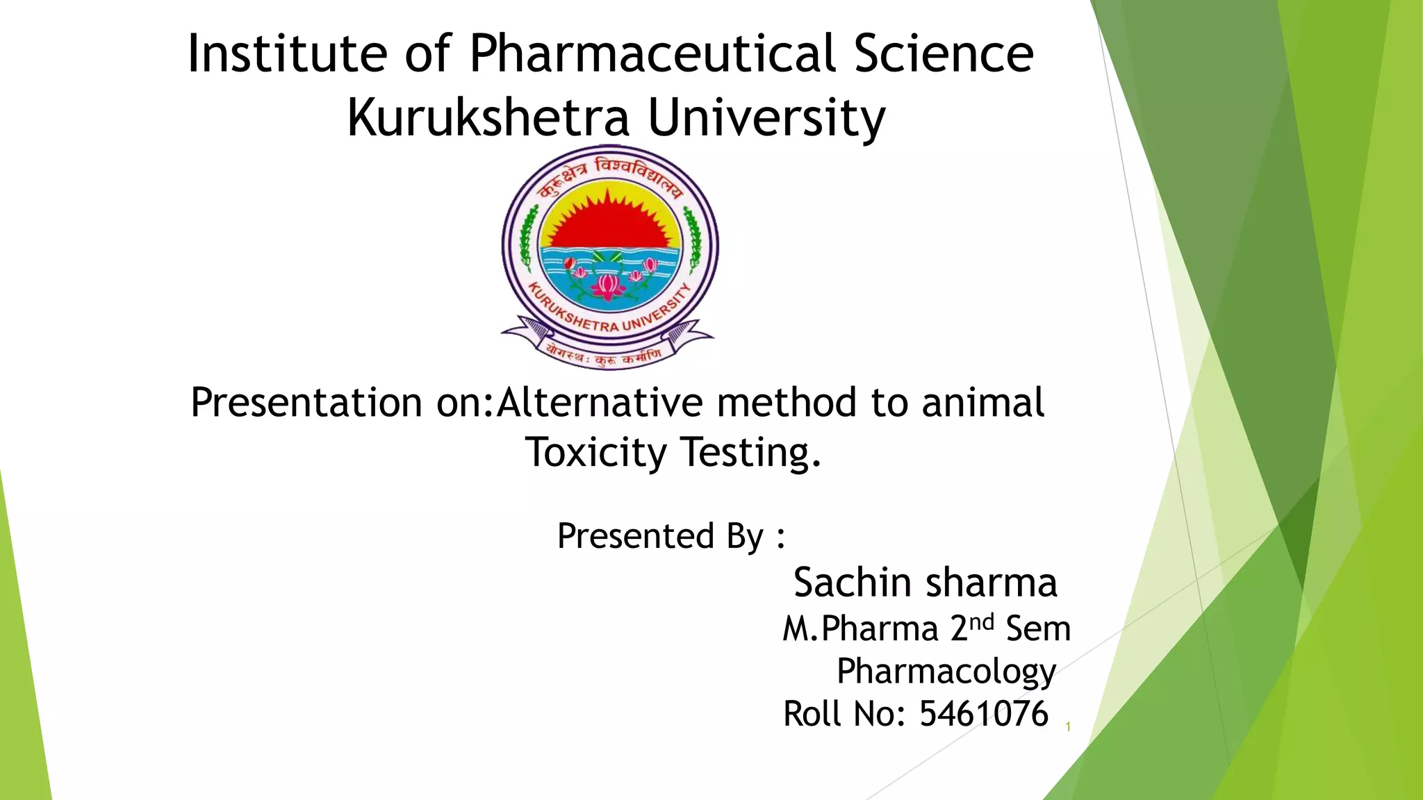 Alternative methods to animal toxicity testing | PPTX