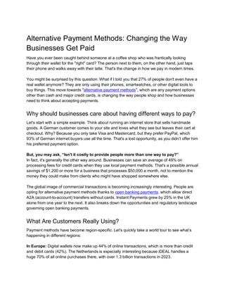 Smarter Payments: How Alternative Methods Are Reshaping Business ...