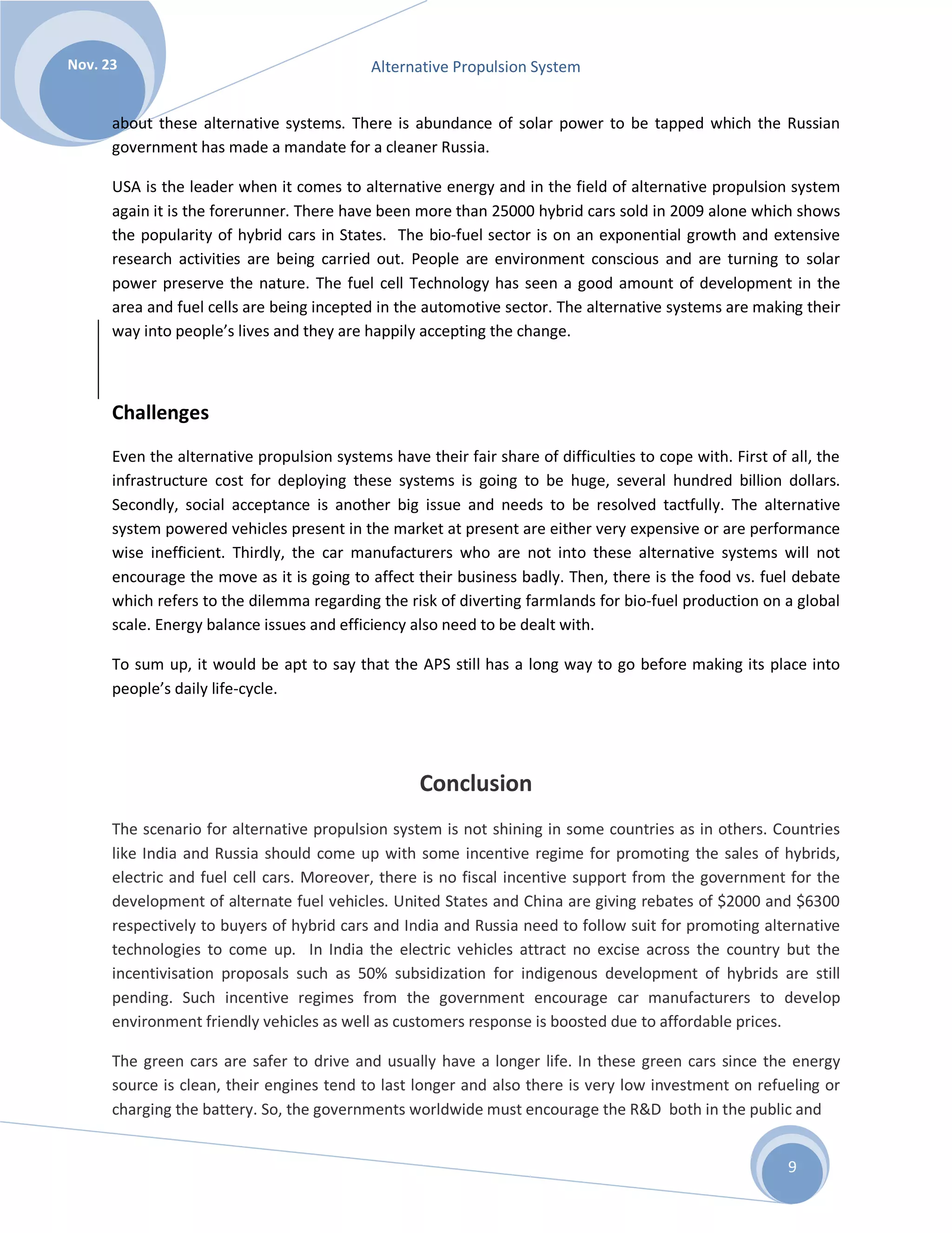 Alternative propulsion systems study | PDF