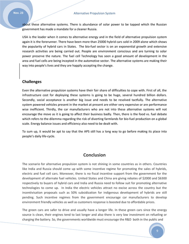 Alternative propulsion systems study | PDF | Automotive Industry ...