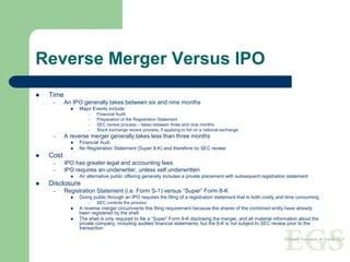 AlternativePublicOfferings-ReverseMergers 13022018.ppt | Mergers and ...
