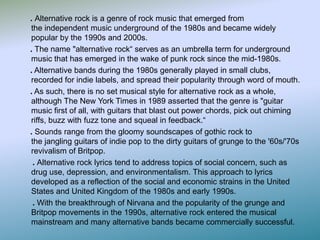 Alternative Rock | PPTX | Rock Music | Music