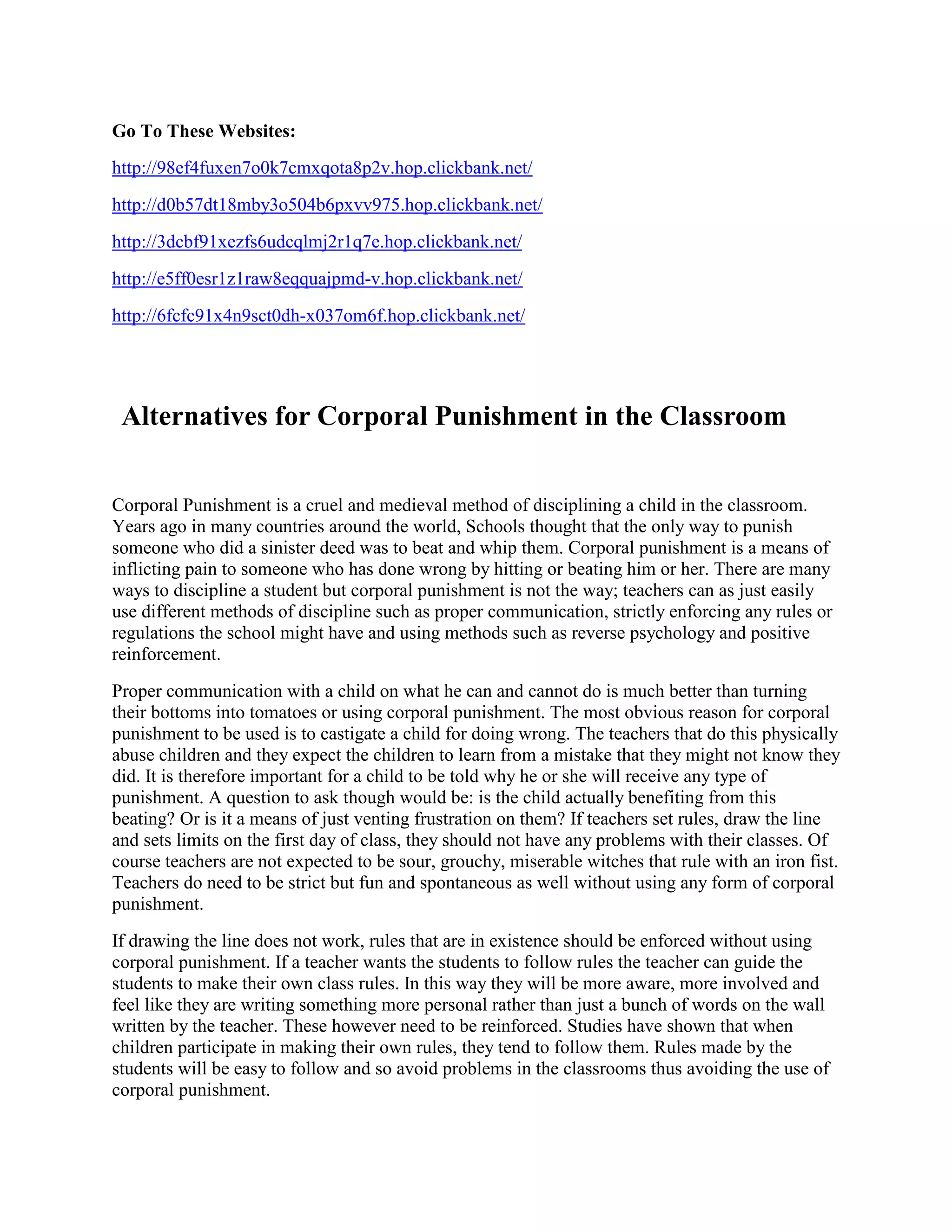 Alternatives for corporal punishment in the classroom | PDF