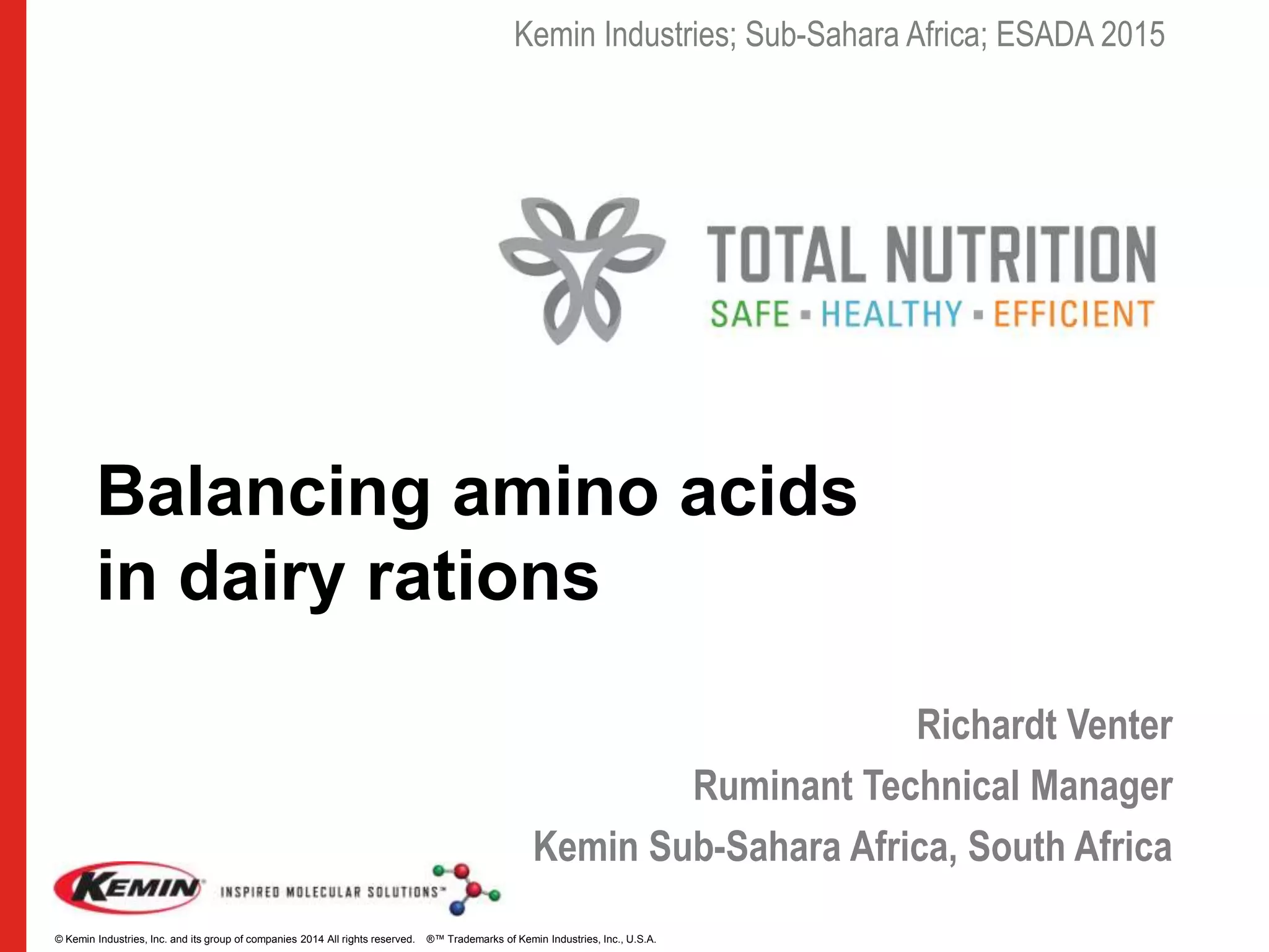 Balancing amino acids in dairy rations | PPT