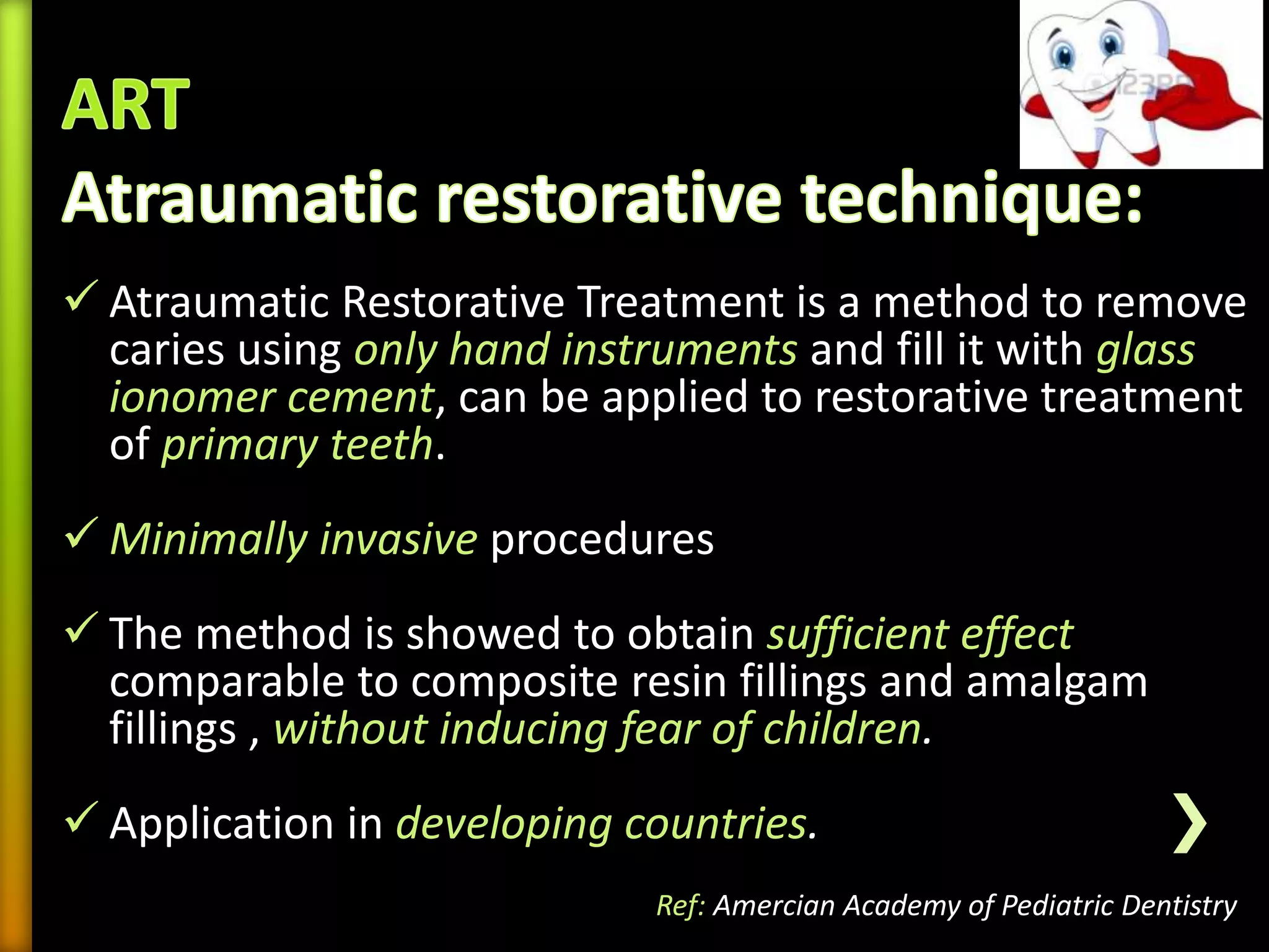 Alternatives to conventional cavity preparation in paedodontics | PPTX