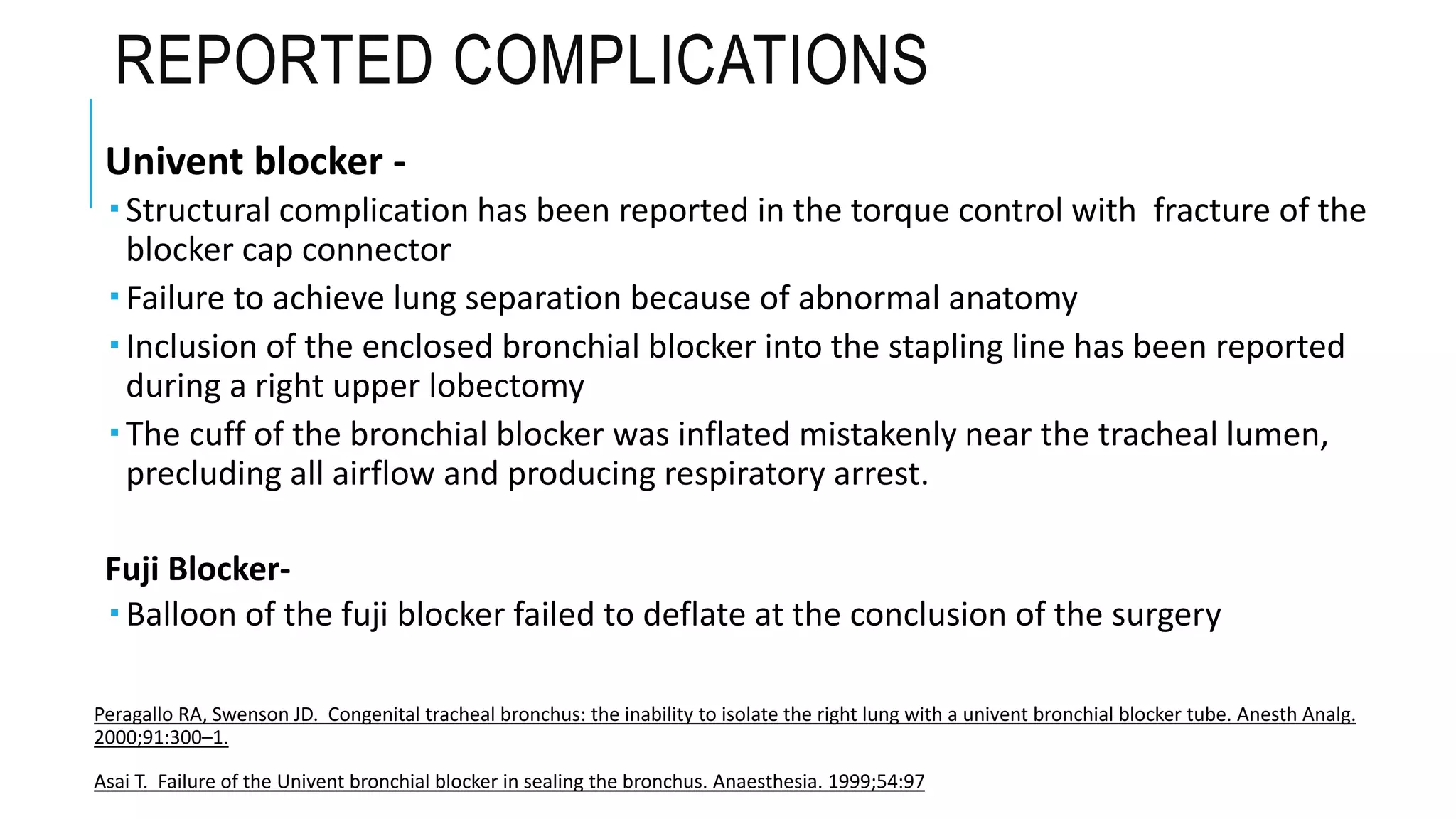 ALTERNATIVES TO double lumen tubes IN ONE LUNG VENTILATION.pptx